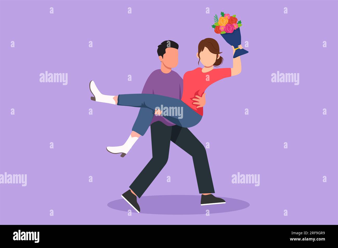 Character flat drawing man carrying woman and making marriage proposal ...