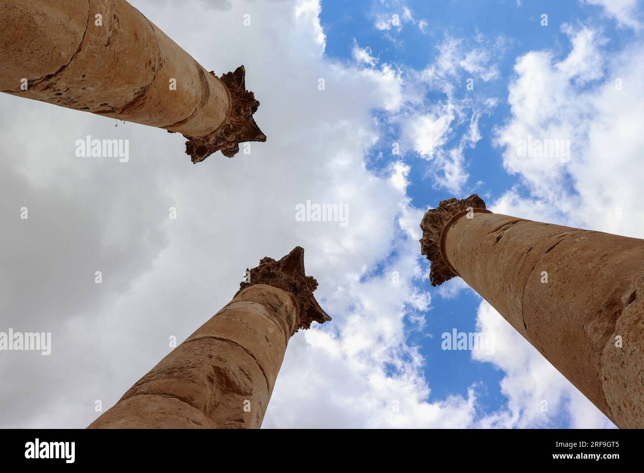 Jerash, Jordan : The ancient columns of Jerash up to sky, which were ...