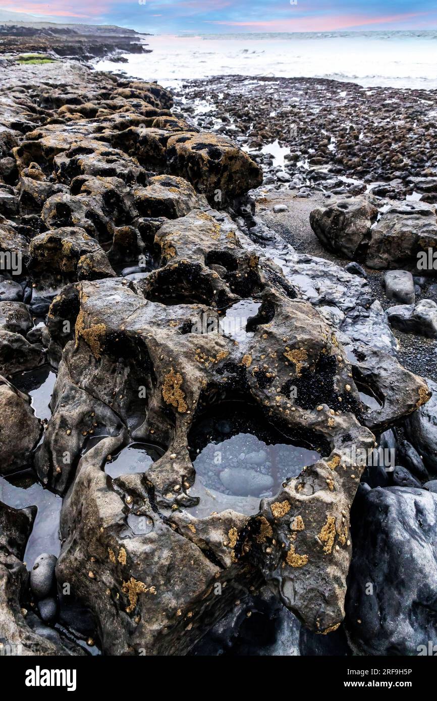 Seaside rocky coastline of the Atlantic ocean in Ireland at summer ...