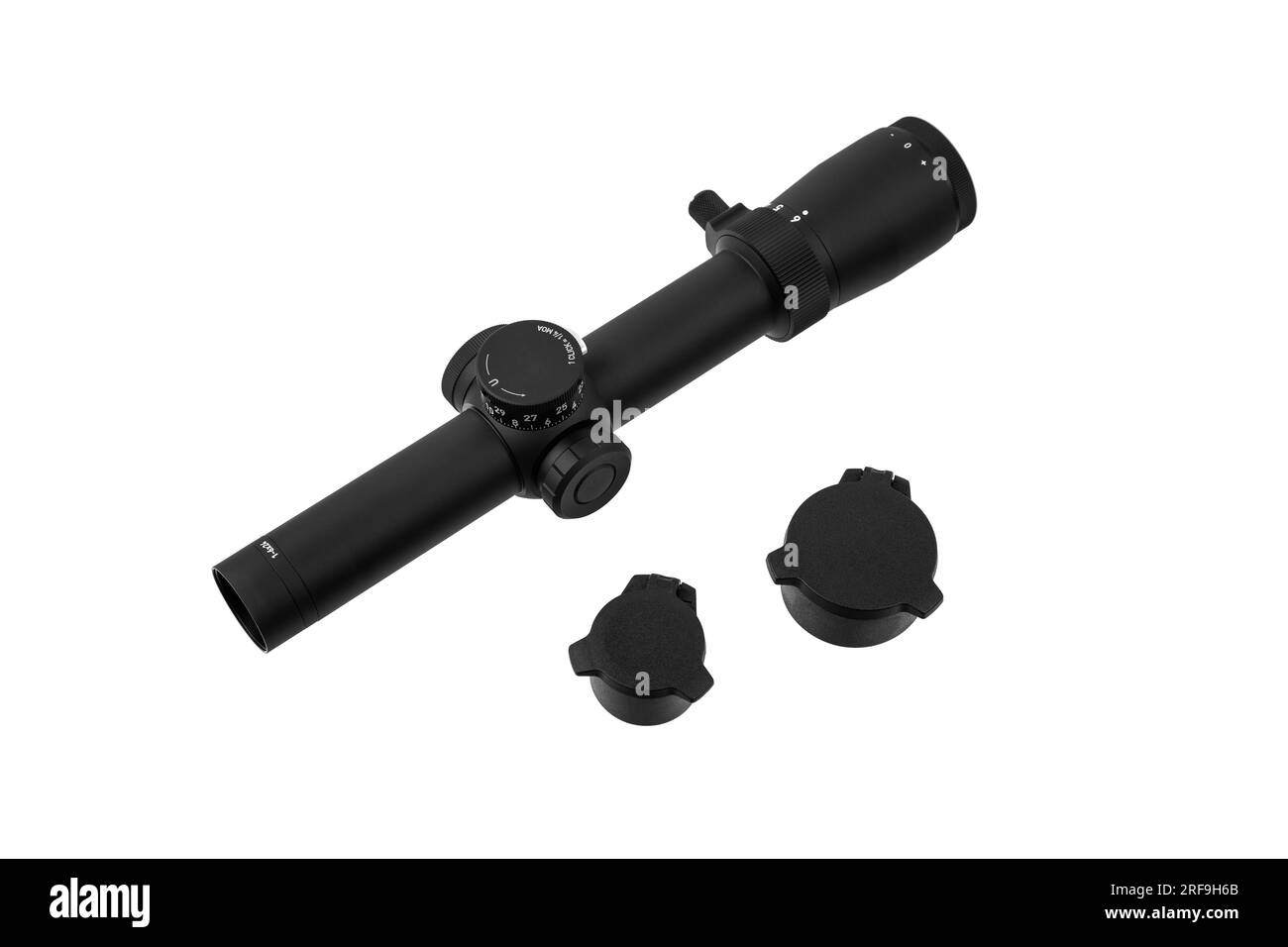 Modern sniper scope on a white background. Optical device for aiming ...
