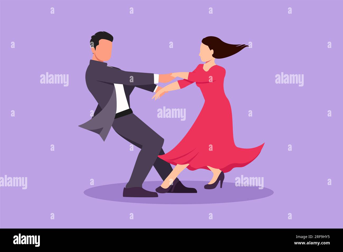 Character flat drawing of happy handsome guy and pretty girl dancing on ...