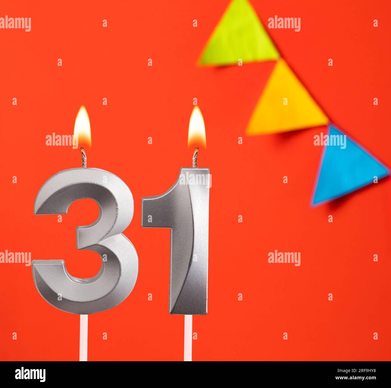 Birthday candle number 31 - Invitation card in orange background Stock ...