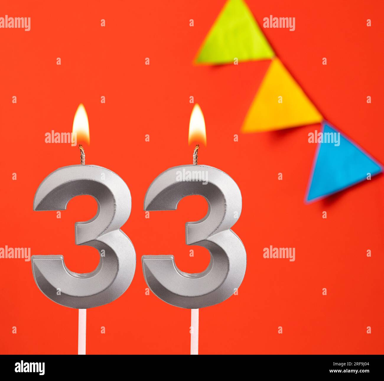 Birthday candle number 33 - Invitation card in orange background Stock ...