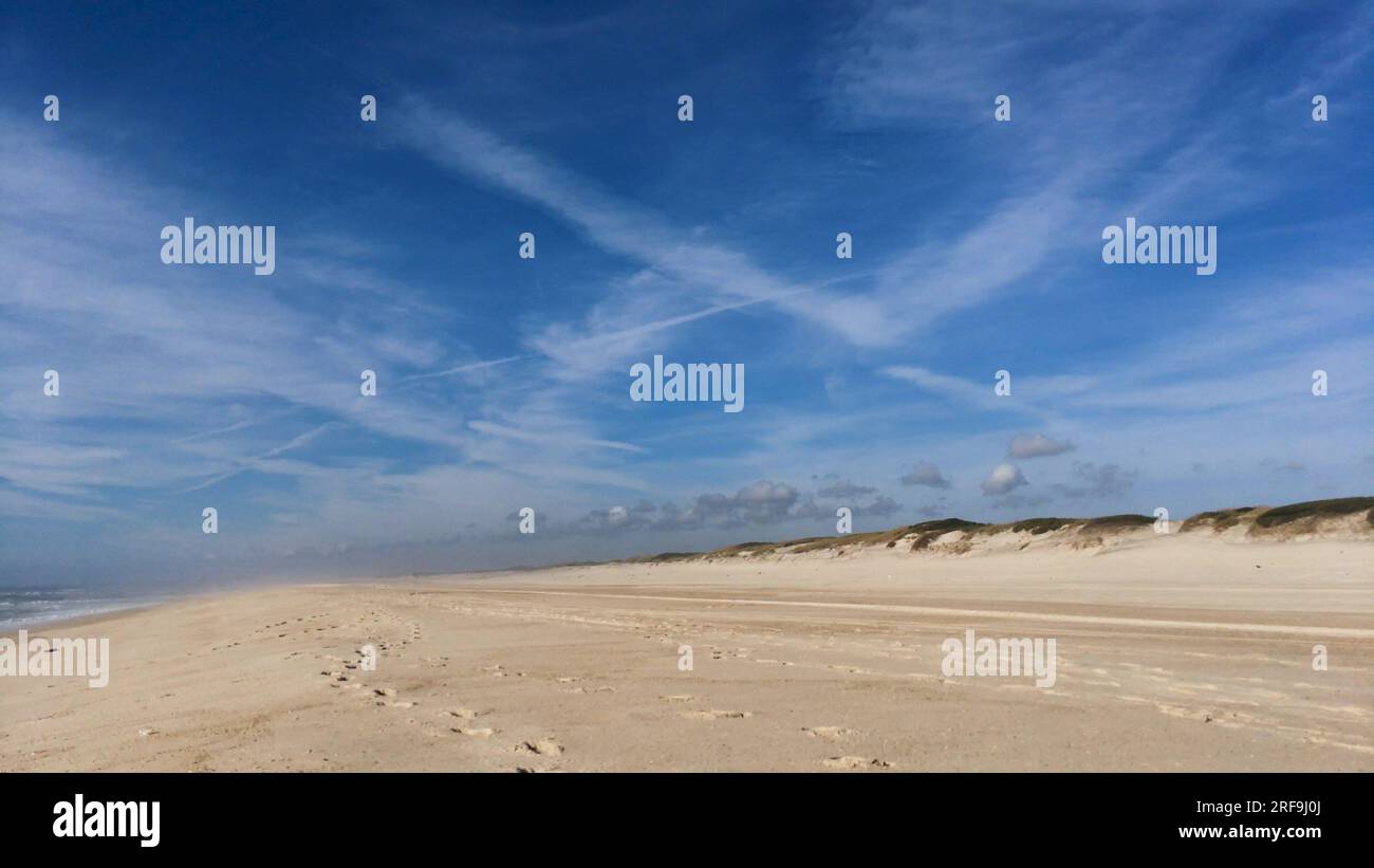 Following footprints on Beach Shore at Low Angle Stock Photo - Alamy