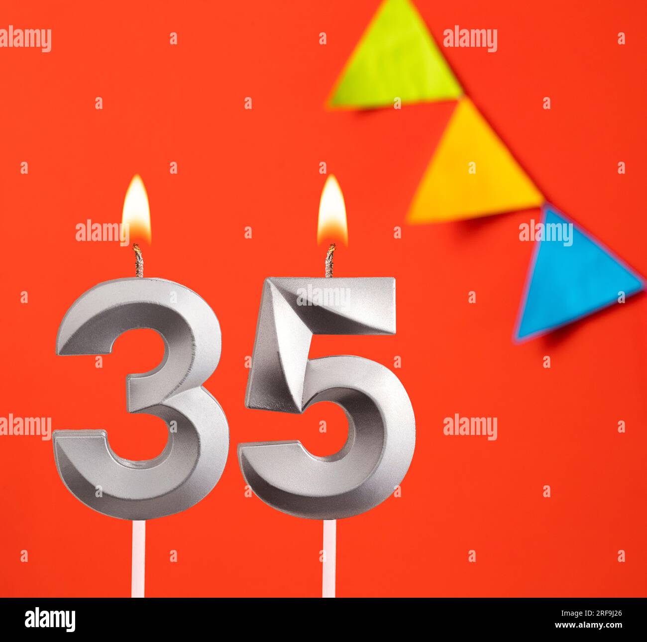 Birthday candle number 35 - Invitation card in orange background Stock ...