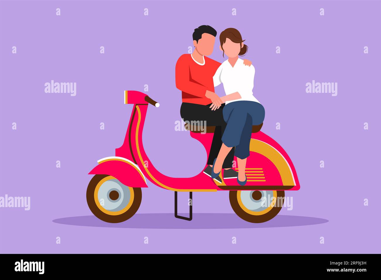 Cartoon flat style drawing riders couple trip travel relax. Romantic ...