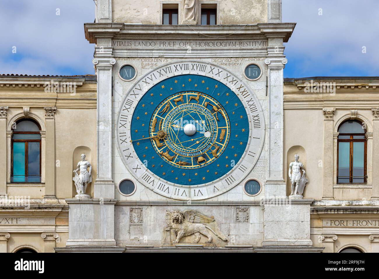 Historic Clock Tower with Astrology Signs in Padua Italy Stock Photo ...