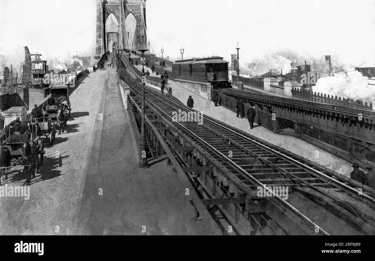 New York, New York: 1887. The approach to the Brooklyn Bridge from the ... New York, New York: 1887. The approach to the Brooklyn Bridge from the ...