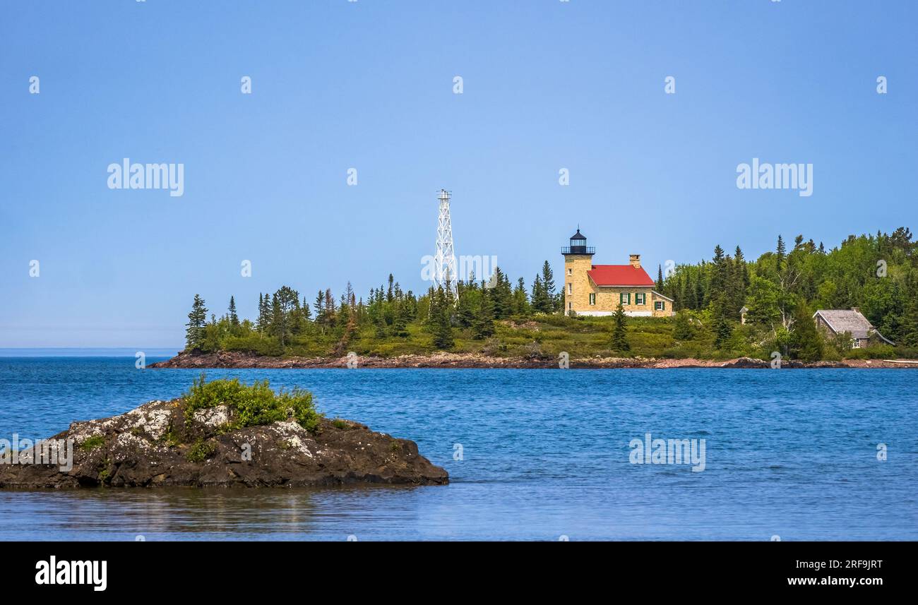 Copper Harbor Lighthouse on Lake Superior in Fort Wilkins Historic ...