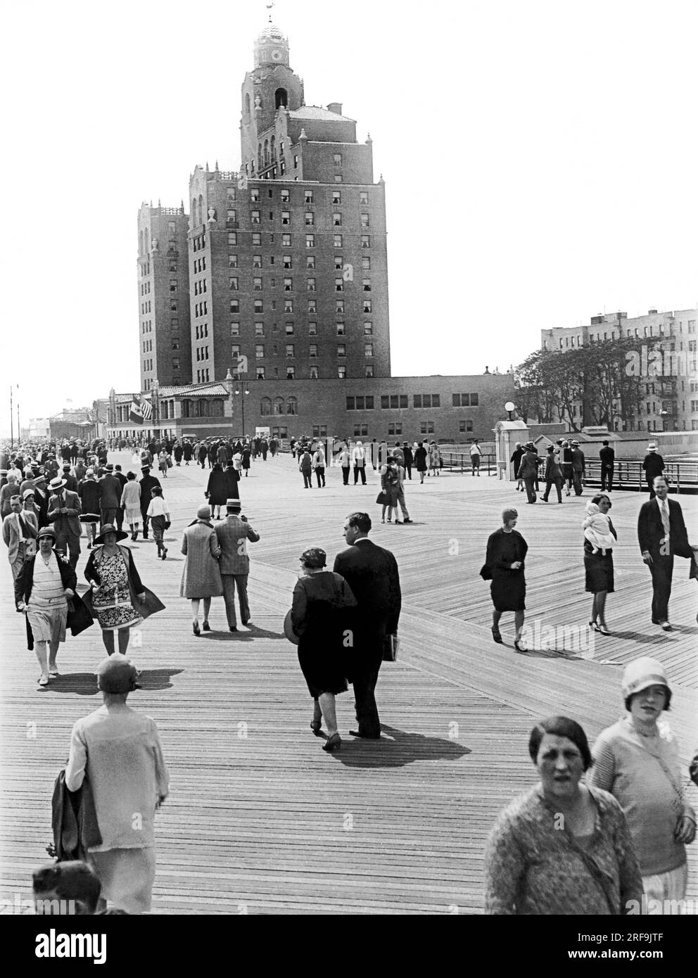 New York, New York: c. 1927 People on the boardwalk approaching the new ...