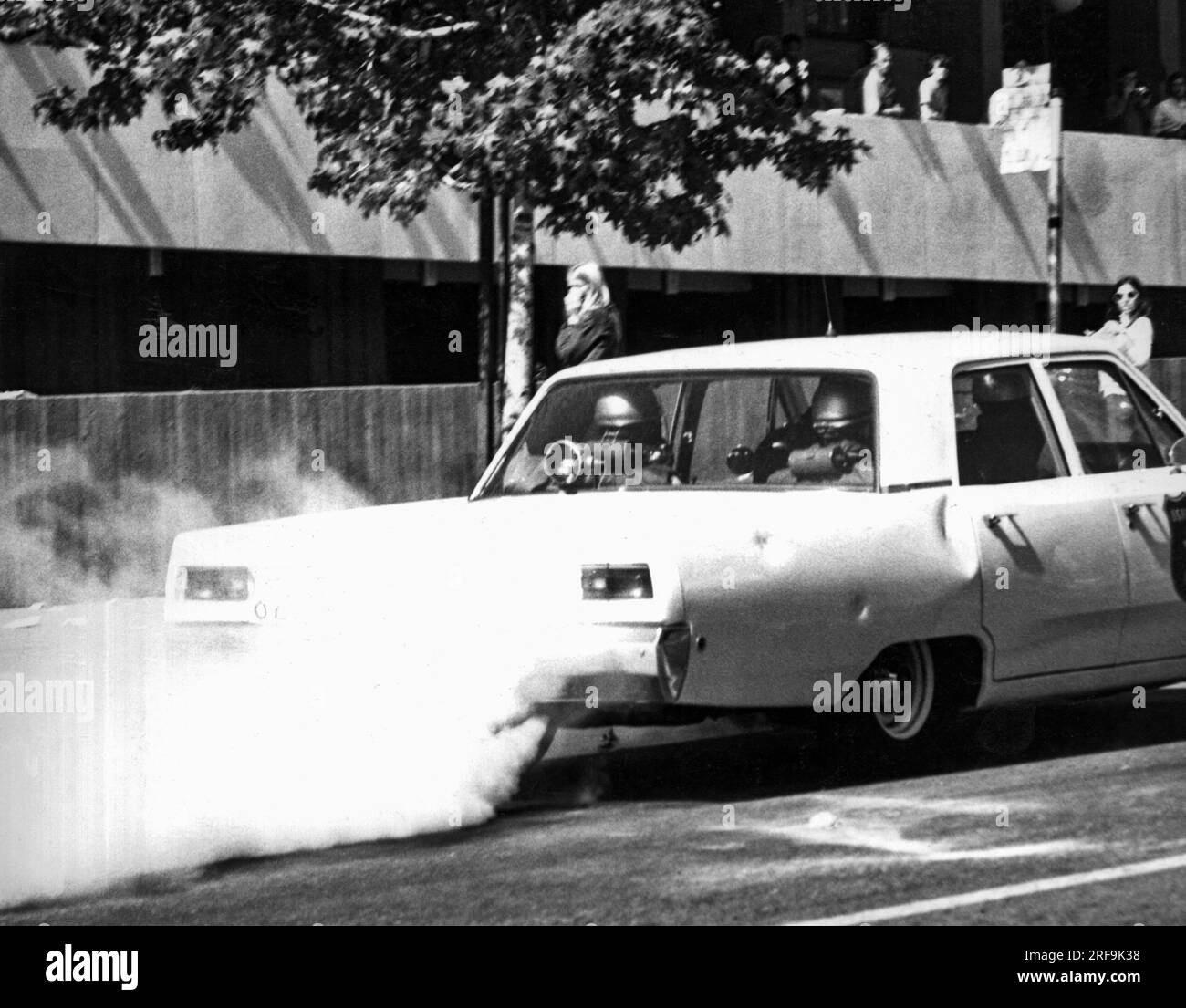 Berkeley, California: May, 1969 A Berkeley police car releases pepper ...