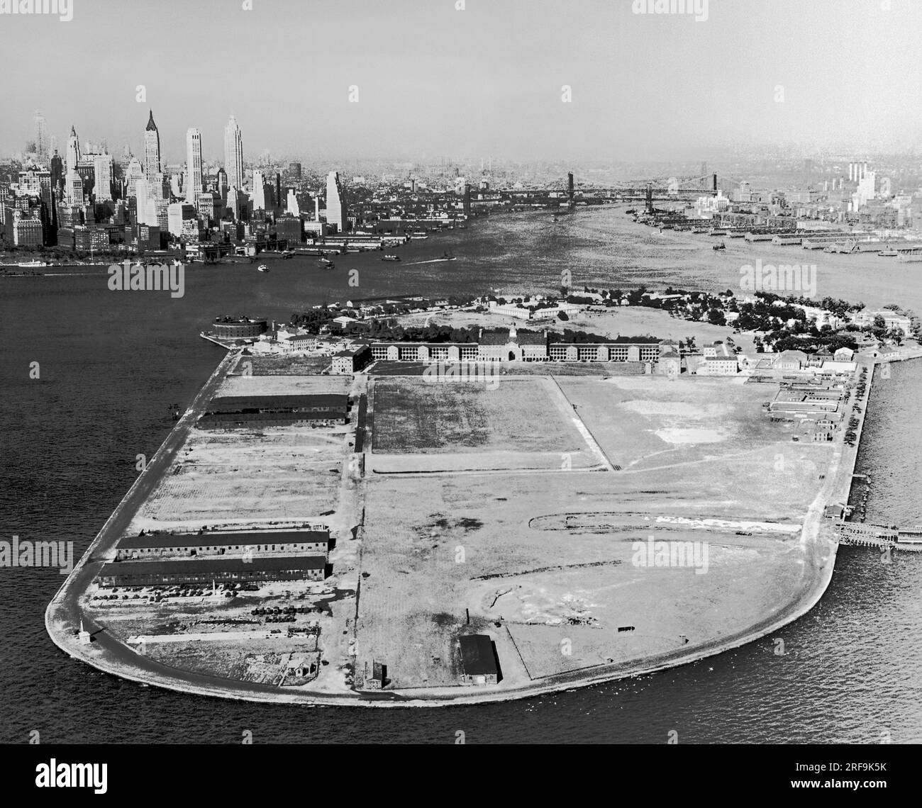 New York, New York: c. 1933 Governors Island with Brooklyn to the right ...