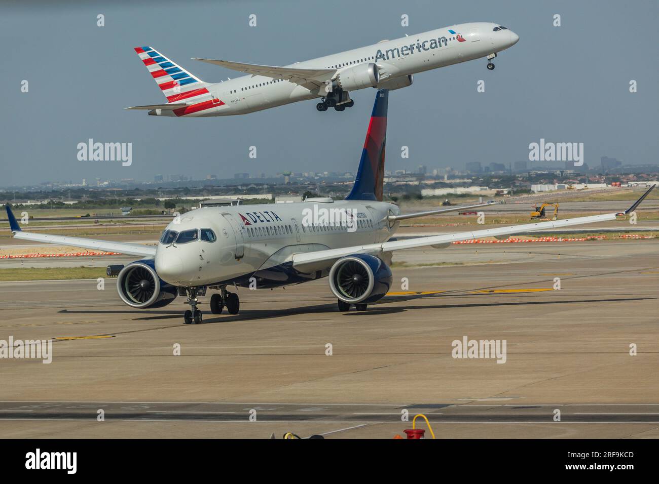 American Airlines and Delta planes is seen at the Dallas-Fort Worth ...