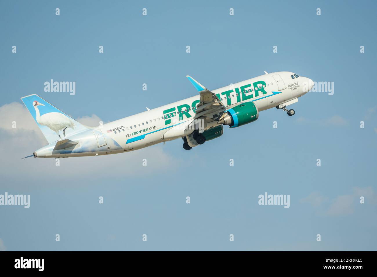 A Frontier plane is seen at the Dallas-Fort Worth International Airport ...