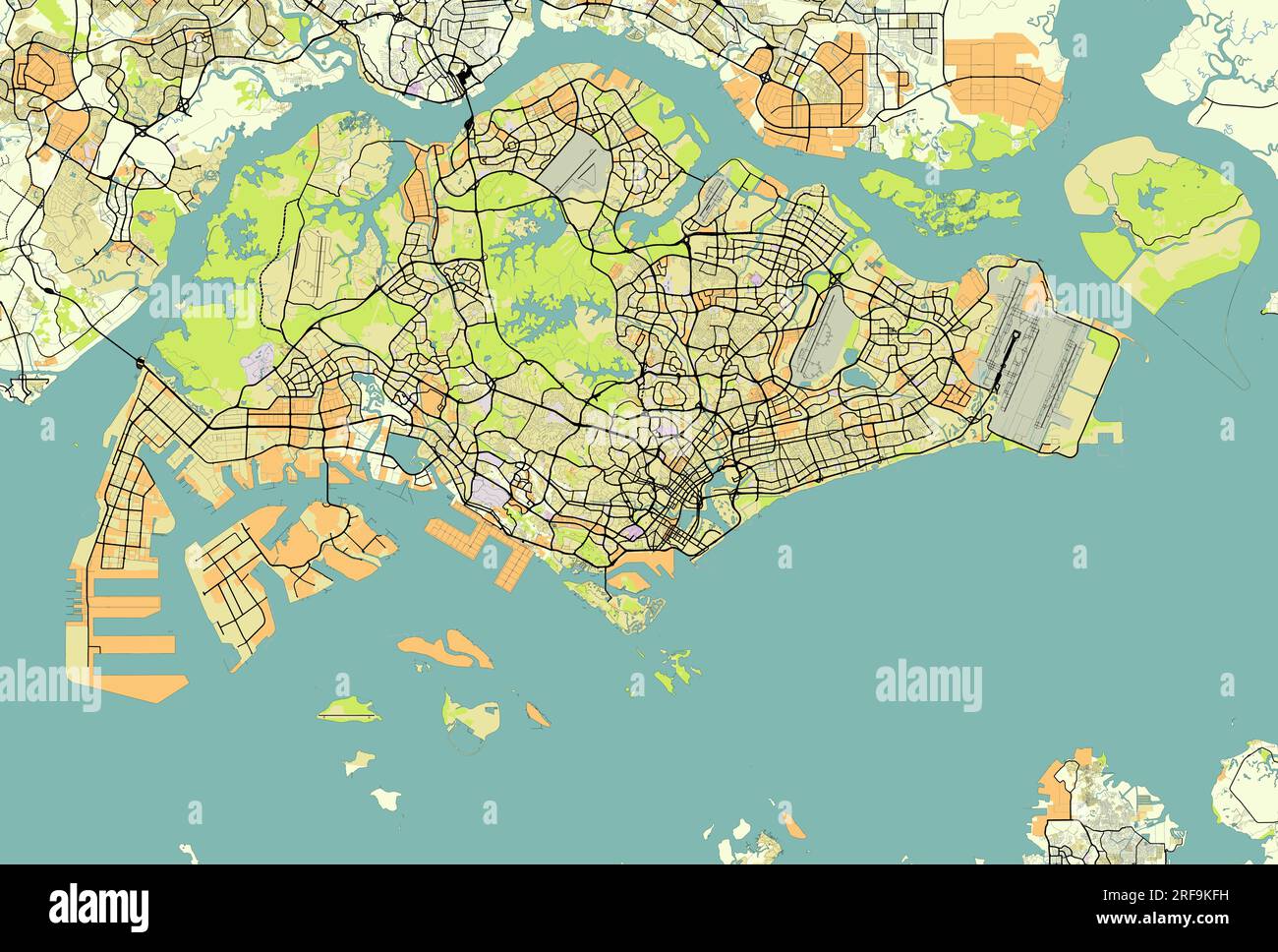 Singapore road map hi-res stock photography and images - Alamy