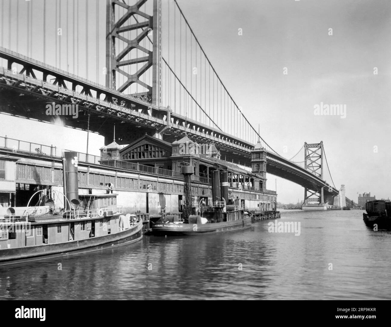 Philadelphia, Pennsylvania c. 1926 The Benjamin Franklin Bridge over the Delaware River ...