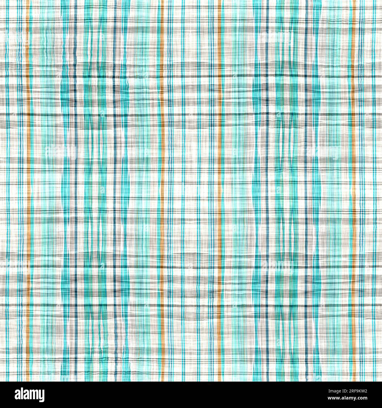 Teal rustic coastal beach house check fabric tile. Seamless sailor ...