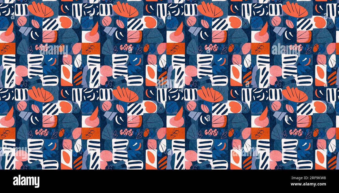 Fun modern coastal pattern clash fabric border print for summer beach ...