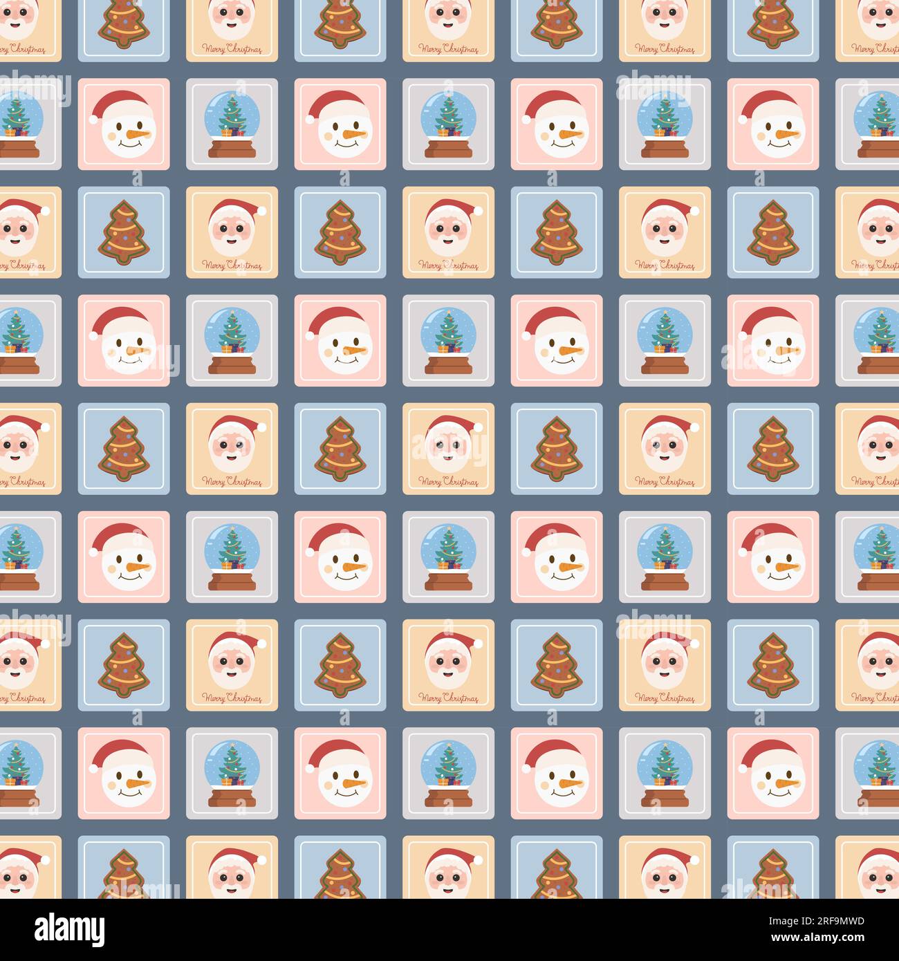 Wrapping Paper With Snowman, Santa And Christmas Tree. Concept Of ...