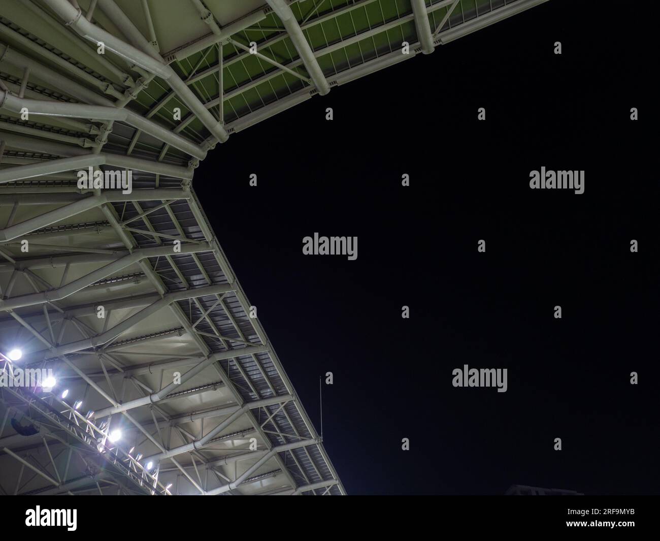 Arch of the football stadium. Football match lighting. Part of a sports ...