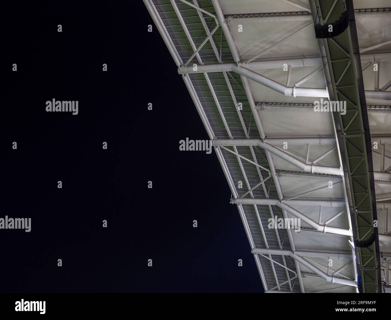 Arch of the football stadium. Football match lighting. Part of a sports ...