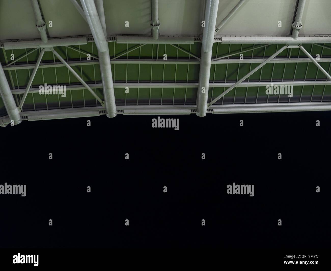 Arch of the football stadium. Football match lighting. Part of a sports ...