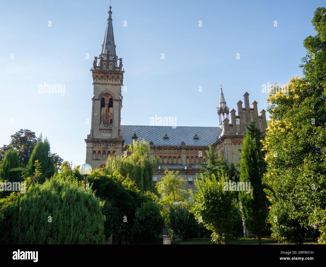 Catholic Cathedral in Batumi. Gothic architecture. An elegant building ...