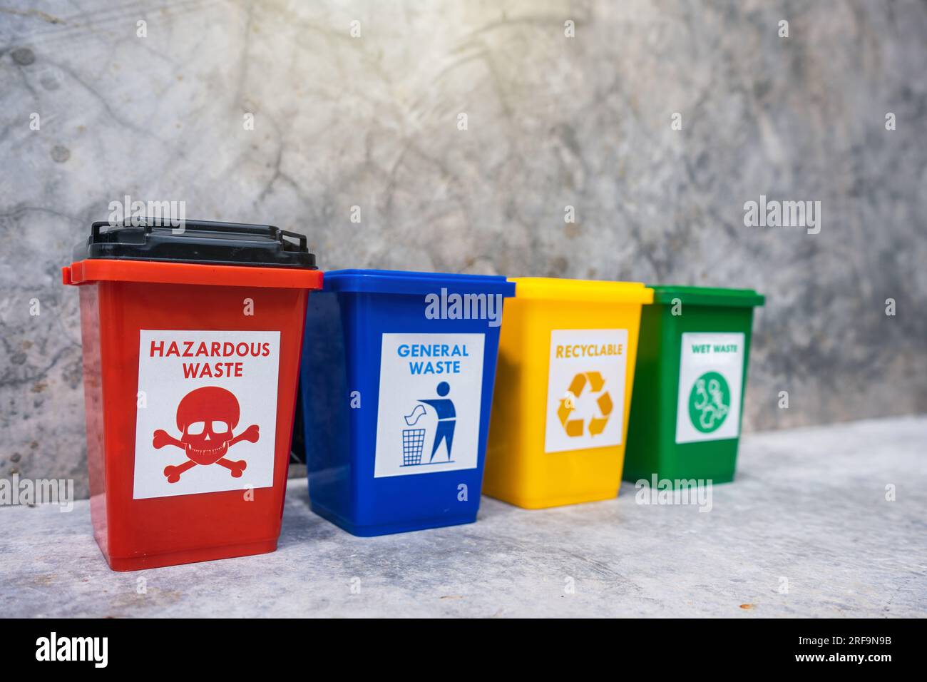 The concept of waste classification for recycling. Collection of bins ... The concept of waste classification for recycling. Collection of bins ...