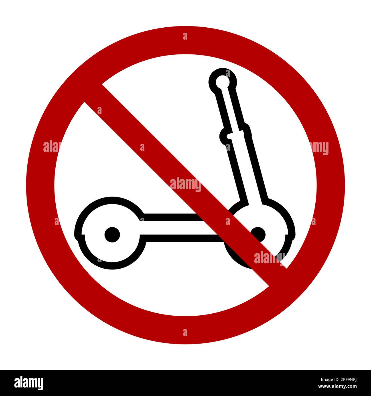 No kick scooter symbol, prohibition sign, line icon. Flat vector ...
