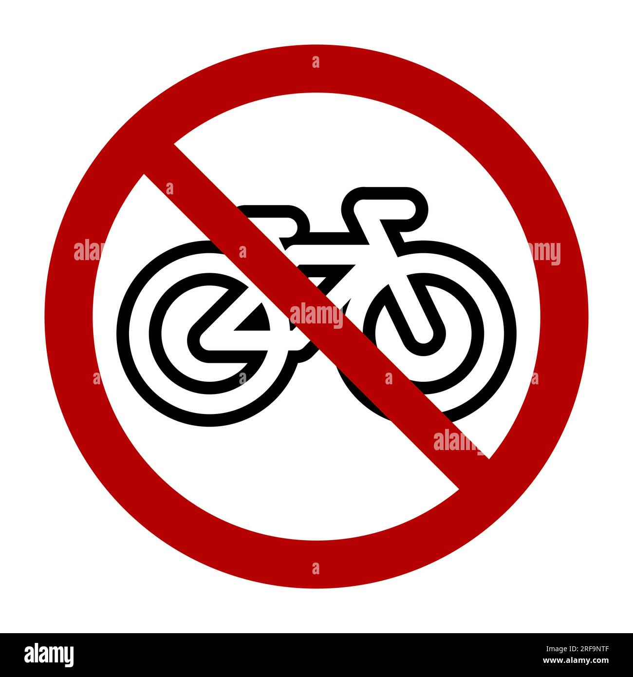 No bicycle symbol, prohibition sign, line icon. Flat vector illustration isolated on white ...