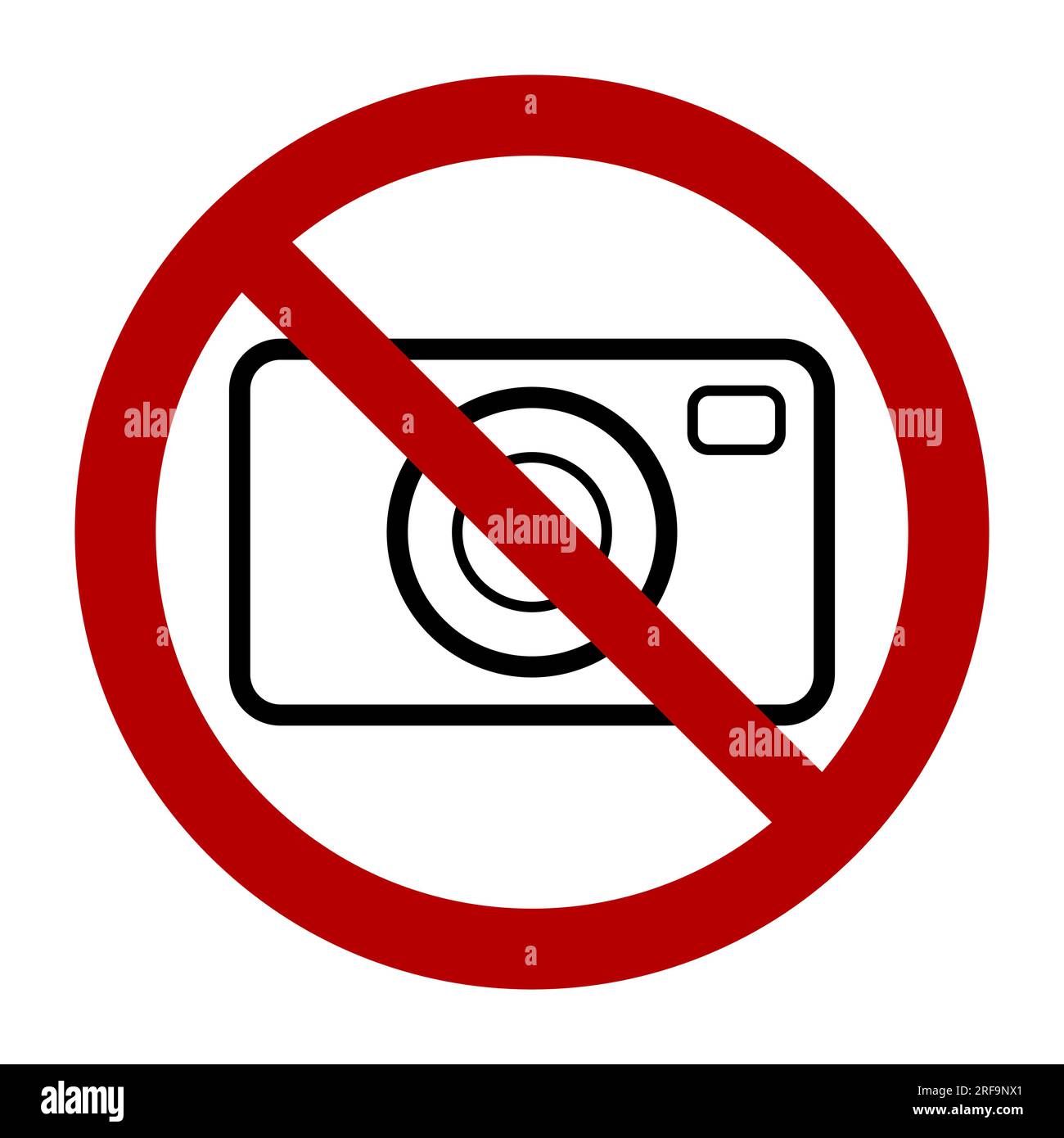 No photo camera symbol, prohibition sign, line icon. Flat vector ...