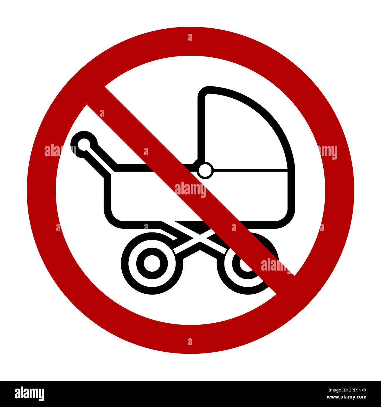 No baby carriage symbol, prohibition sign, line icon. Flat vector ...