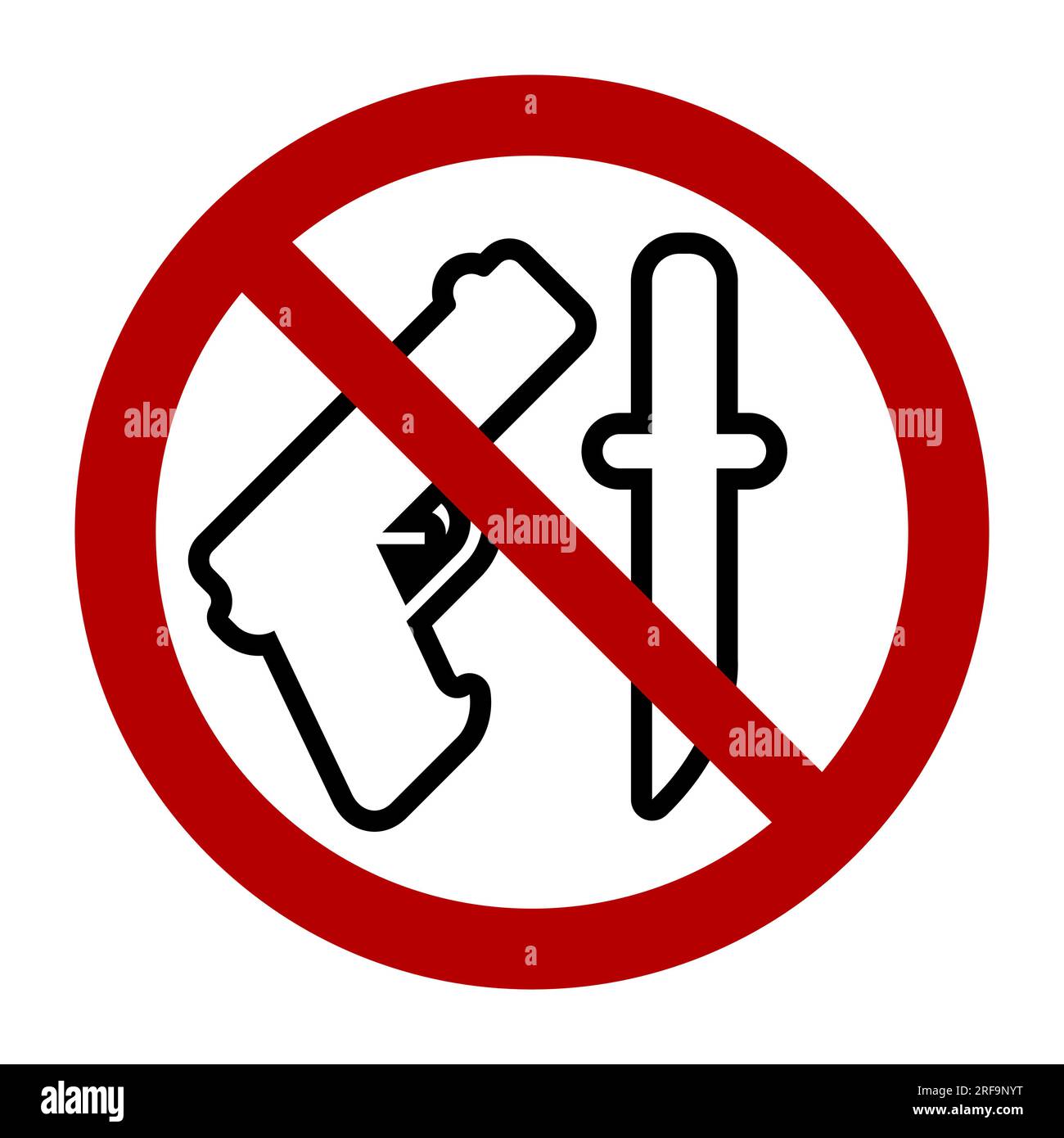 No gun and knife symbol, prohibition sign, line icon. Flat vector ...