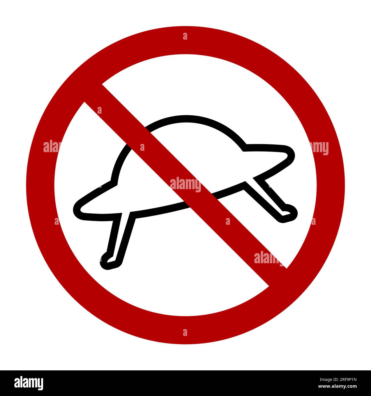 No UFO Flying saucer symbol, prohibition sign, line icon. Flat vector ...