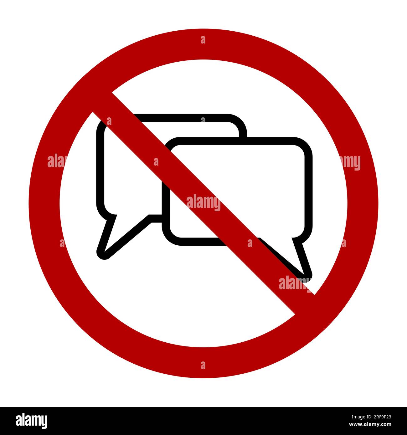 No chat symbol, prohibition sign, line icon. Flat vector illustration ...