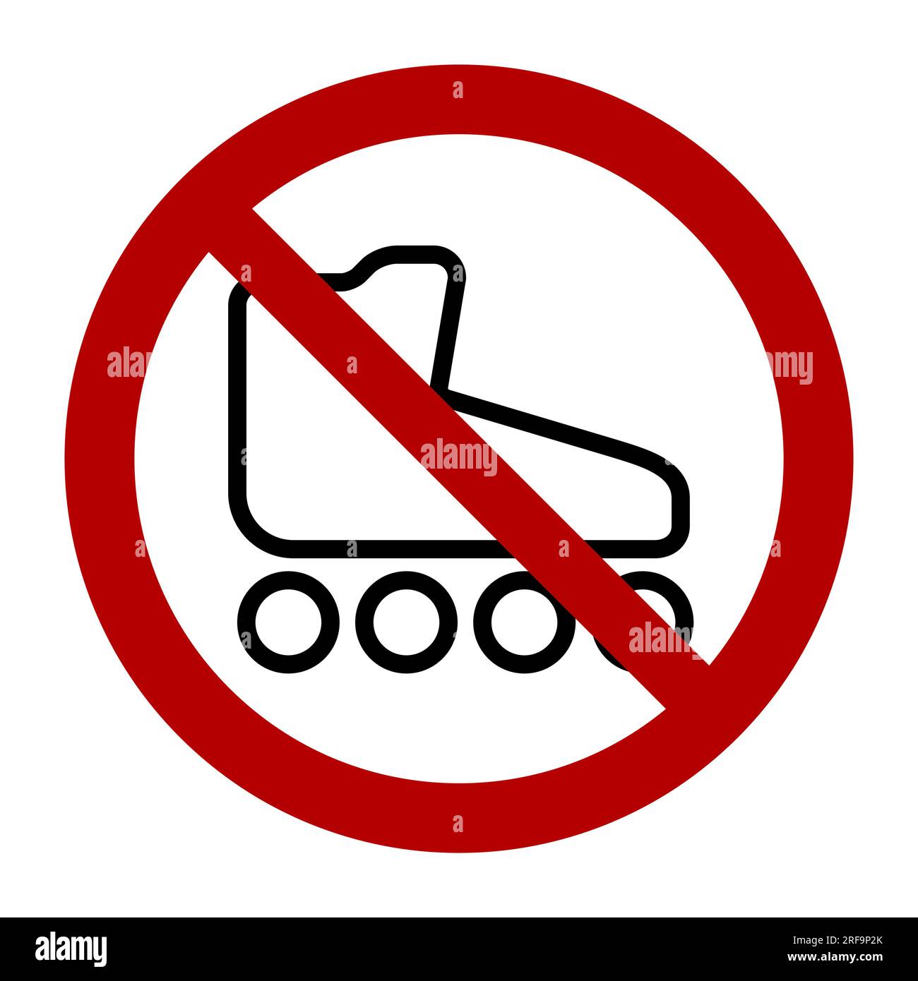 No roller skating symbol, prohibition sign, line icon. Flat vector ...