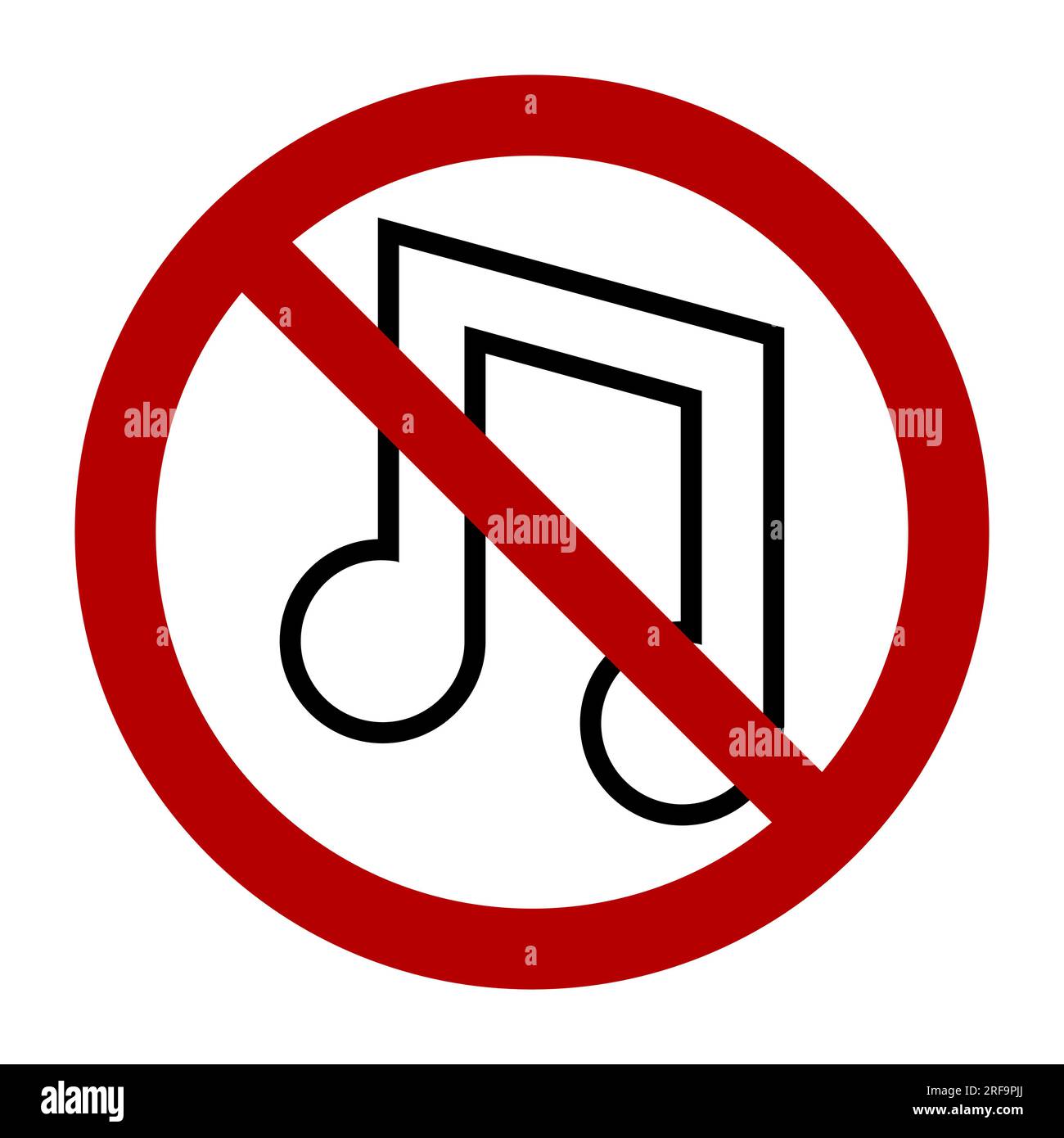 No music sound symbol, prohibition sign, line icon. Flat vector ...