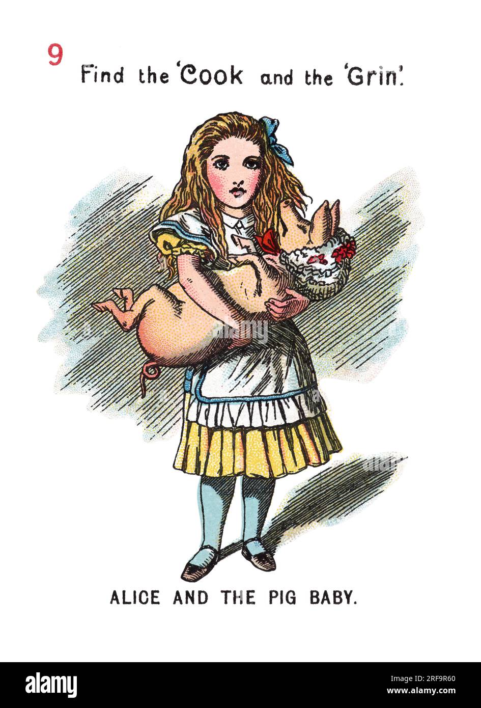 Alice and pig baby Alice in Wonderland playing cards Stock Photo - Alamy