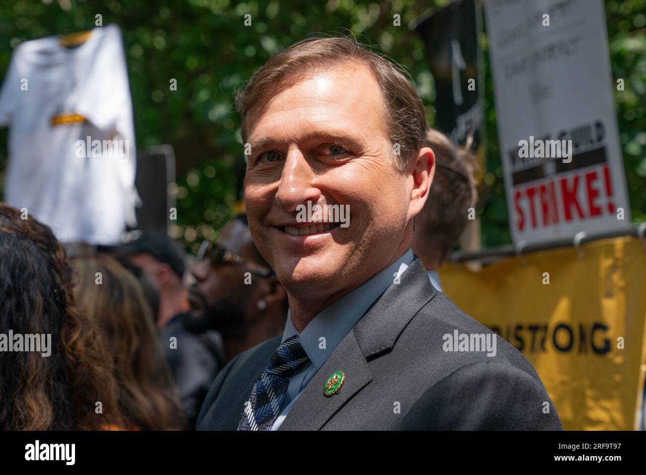 Congressman Dan Goldman attends rally in City Hall Park in New York on ...