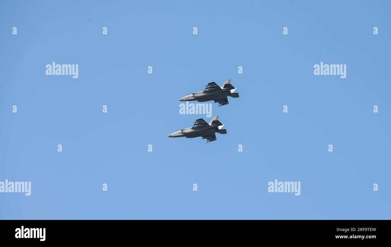 Two U.S. Air Force F-35A Lightning IIs fly over Tyndall Air Force Base ...