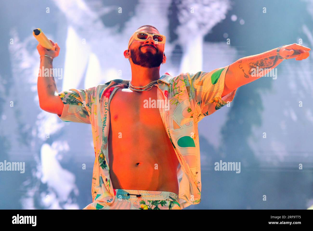 Sitges, Spain. 01st Aug, 2023. Singer Manuel Turizo seen on stage ...
