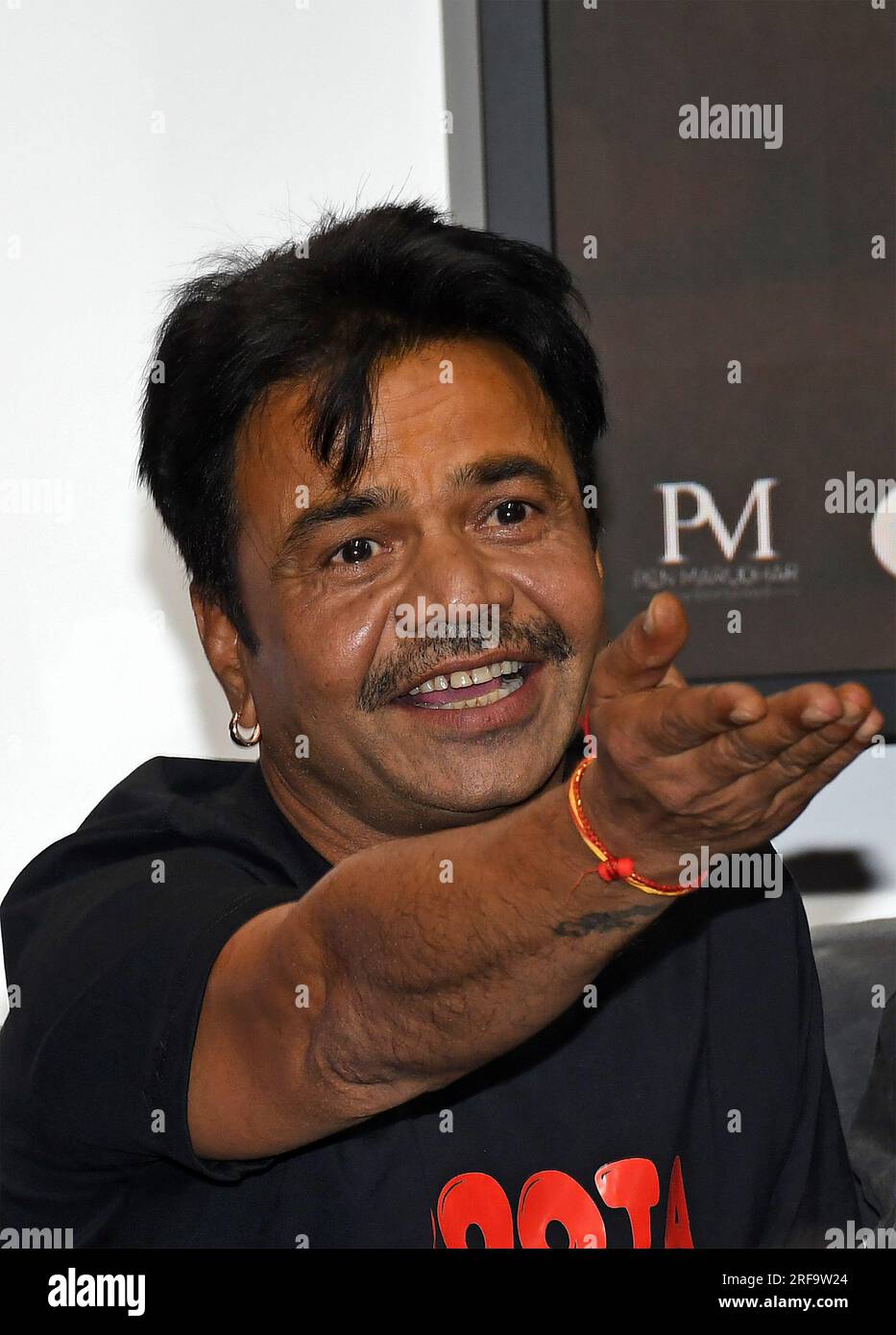 Mumbai, India. 01st Aug, 2023. Bollywood actor Rajpal Yadav gestures at ...