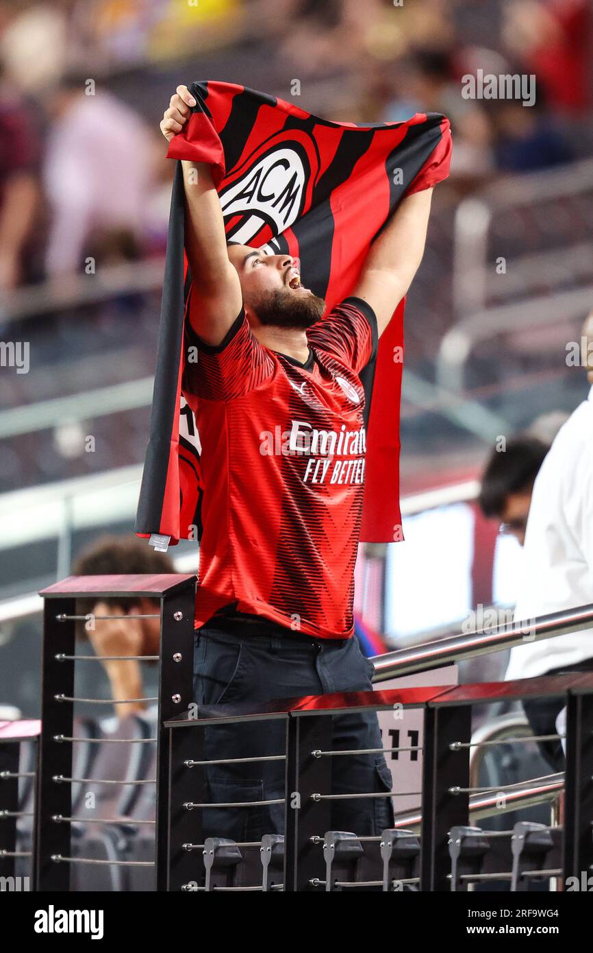 August 1, 2023: An AC Milan fan showing support for his team prior to ...