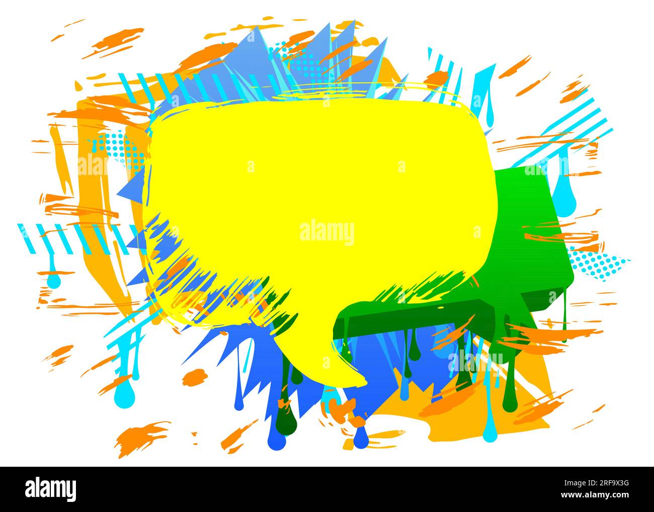 Blue, green and yellow Graffiti speech bubble. Abstract modern ...