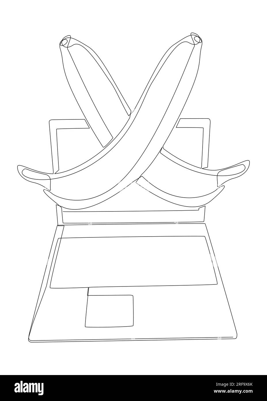 One Continuous Line Of Laptop With Banana Thin Line Illustration Vector Concept Contour