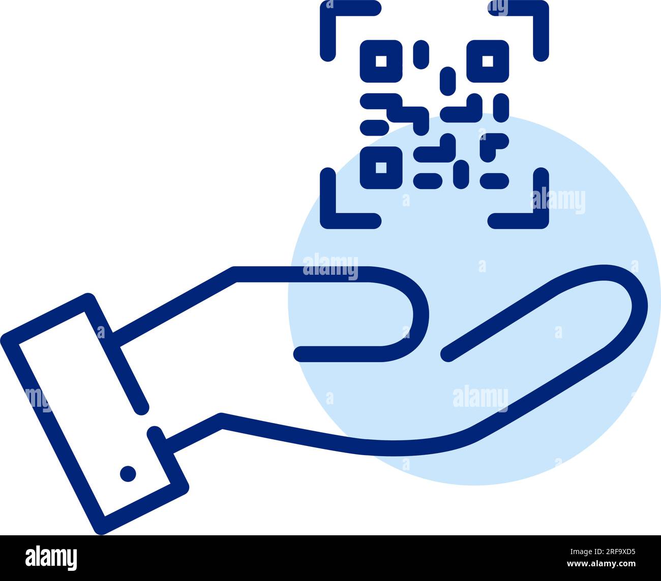 QR code in a hand. Payments, links and product information. Pixel ...