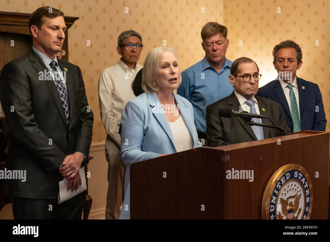 New York, USA. 01st Aug, 2023. Senator Kirsten Gillibrand speaks during ...