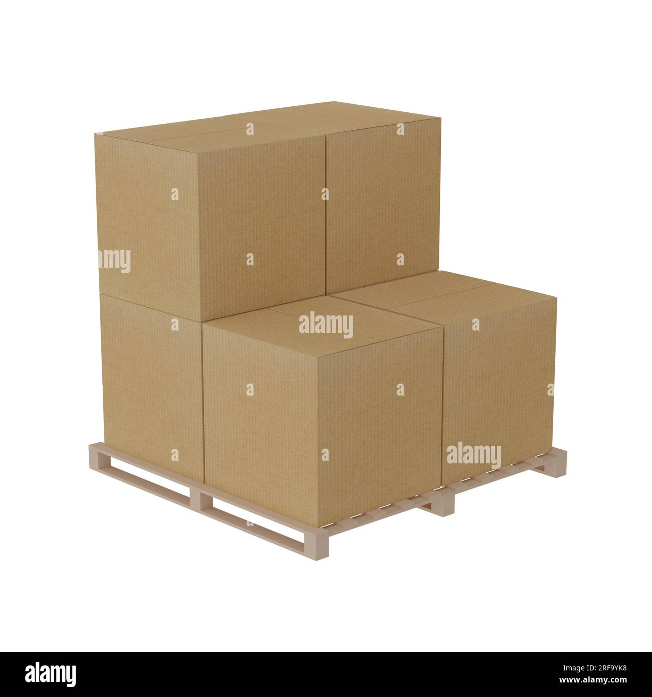 Pallet with six cardboard boxes isolated on white background Stock ...