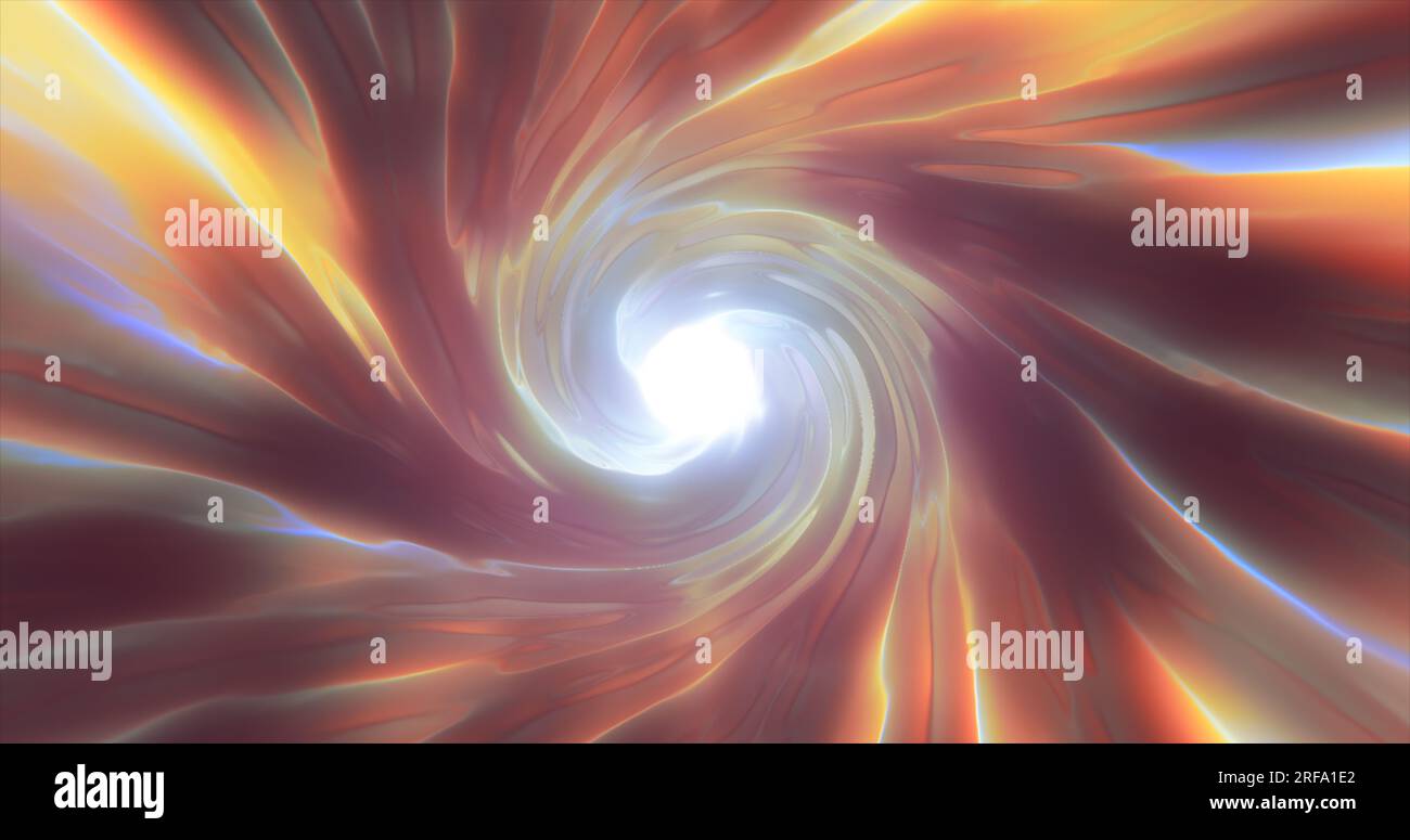 Abstract energy yellow tunnel twisted swirl of cosmic hyperspace ...