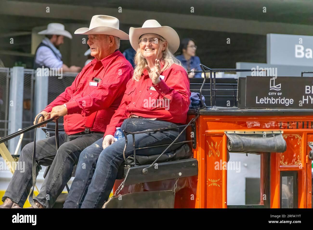 Calgary, Alberta, Canada. July 7, 2023. A couple of mature people ...
